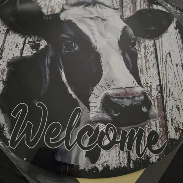 Cow Wreath Sign, Holstein Cow Sign, Farmhouse Sign, Cow Decor, Holstein ...