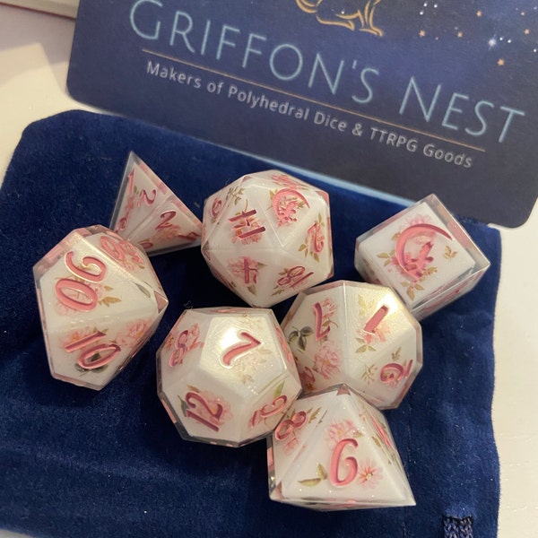 Victorian Rose Dice Set | Rose Dice | Floral Dice | Handmade Resin Dice ...