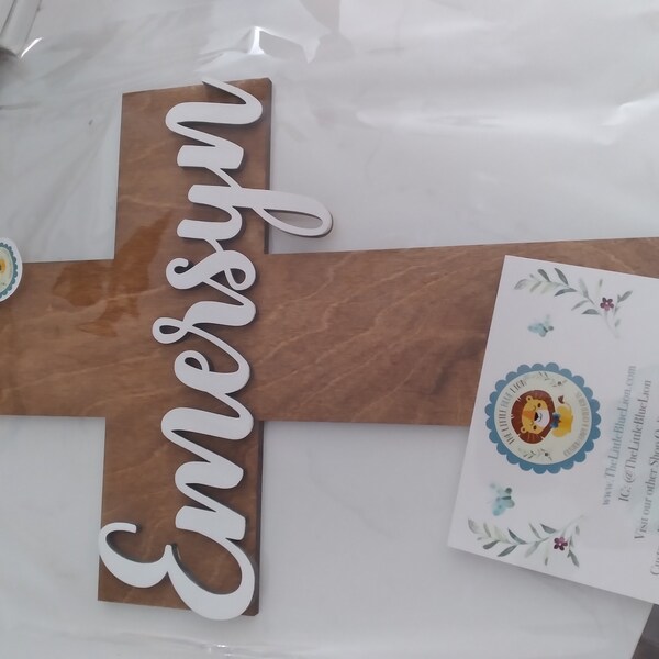 Baptism Gift, Wooden Name Cross, Personalized Cross, First Communion ...
