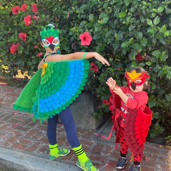 Phoenix Costume Set, 3 Piece / Felt Mask, Flappable Wings and Fiery ...