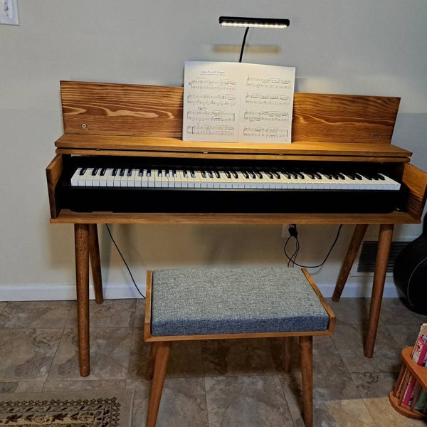 Mid Century Modern Piano Keyboard Stand, Solid Wood Kids Piano Stand ...