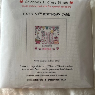 Happy 60th Birthday Cross Stitch Card Kit - Etsy UK