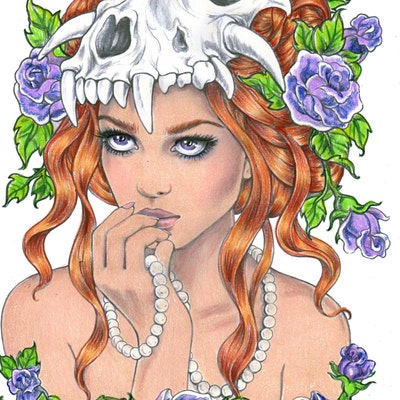 Pearl in Roses Mariola Budek Premium Coloring Page Printable Adult ...