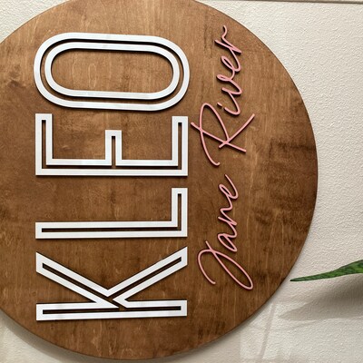 Customized Baby Name Sign, 12-36 Inch, Baby Shower, Round Plaque ...