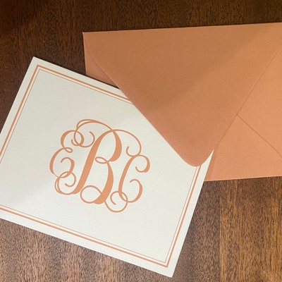 Personalized Note Cards Set, Monogram Stationery Monogrammed Note Card ...