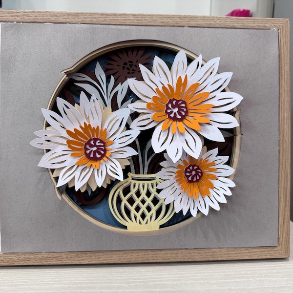 Flower Bouquet Shadow Box SVG: Layered Paper Cut Files - Etsy