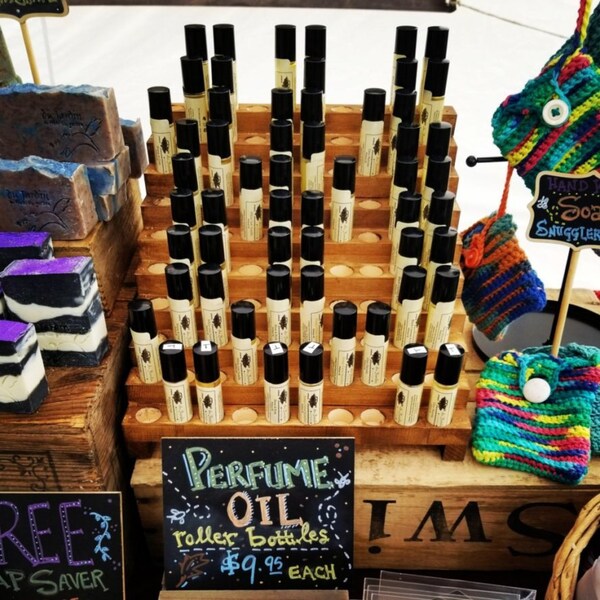 Wooden Display Rack for Fragrance or Essential Oils - 10 Row Bottle ...