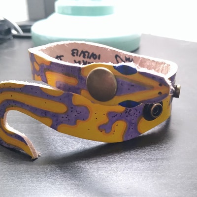 HAKU, Banana Ball Python Bracelet, Laser Cut Hand Made Leather Snake ...