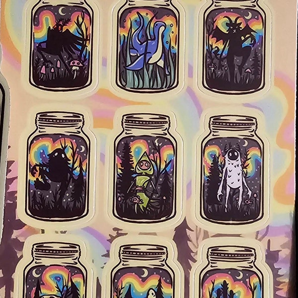 Complete Cryptid Buddy Sticker Pack Fantasy Mothman Sasquatch Bigfoot ...