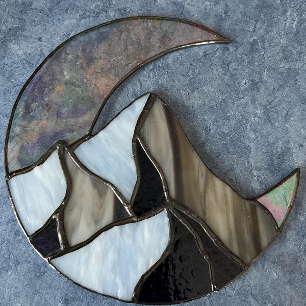Mountain Moon Stained Glass Pattern: Beginner DIY Window Decor (PDF ...