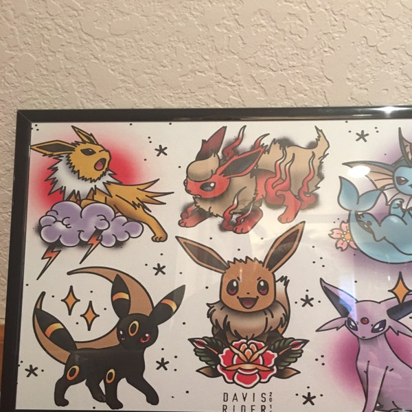 Eeveelutions Tattoo Flash Art Print - Etsy