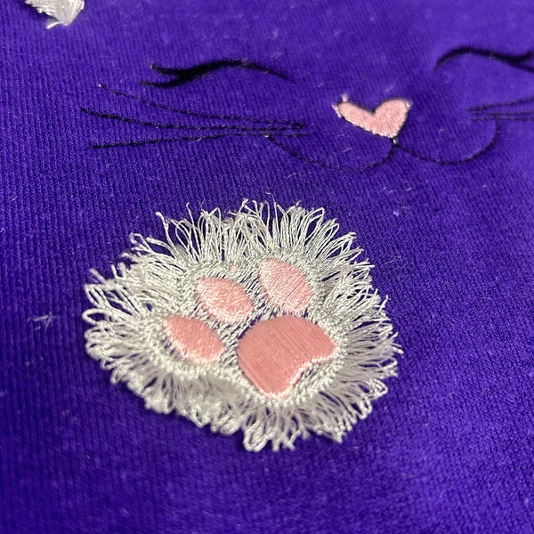 Fringe Fluffy Paws Kitten Cat Fringed Fur Machine Embroidery Designs ...