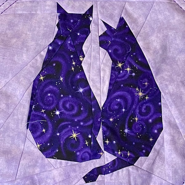 FPP Pattern Cat 1 Silhouette Foundation Paper Piecing 25x25cm or 10 ...