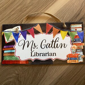 Library or Reading Nook Door Sign Personalized Librarian Office Sign - Etsy