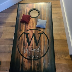 Rustic Barnwood Cornhole, Custom Cornhole Boards, Rustic Wedding ...
