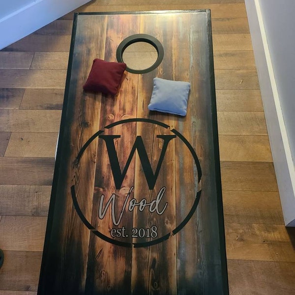 Rustic Barnwood Cornhole, Custom Cornhole Boards, Rustic Wedding ...