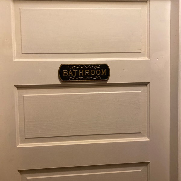 Bathroom Sign, Antique Style, Cast Iron, 10" Wide, 3" Tall, Available ...