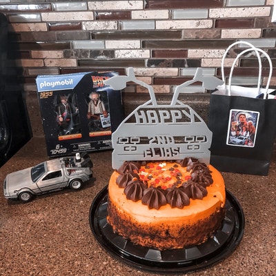 Delorean Back to the Future Birthday Car Mechanic Cake Topper ...