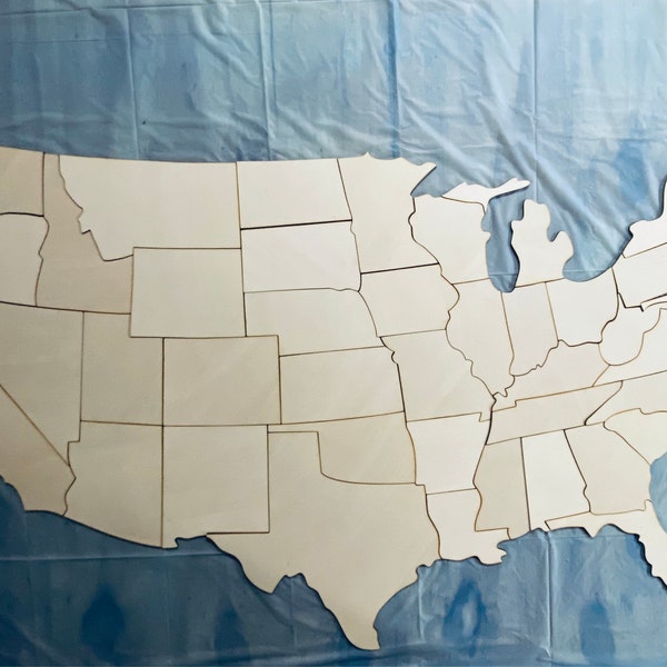 USA State MAP Cut Out Custom Size Unfinished US States Laser Nursery ...