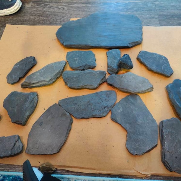 5lbs. Medium Box. Natural Slate Rocks Fish Tank Aquarium Decor for ...
