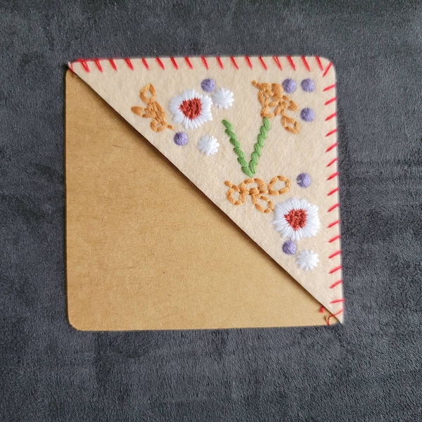 Handmade Embroidered Corner Page Bookmark, A to Z Letters Personalized ...