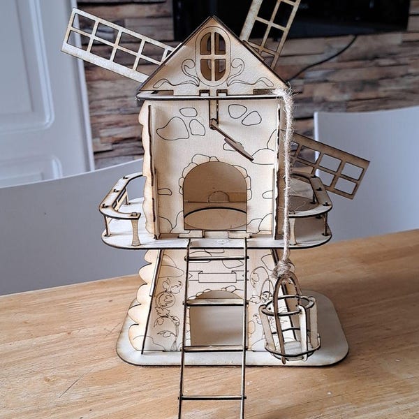 Mill House - Laser Cut Files. Windmill Mill Model Decorative Wooden 3d ...