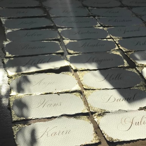 Handwritten Wedding Name Card on Handmade Paper, Calligraphy Place ...