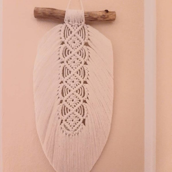 Large Macrame Wall Hanging Boho Chic Leaf Feather, Bohemian Leaves - Etsy