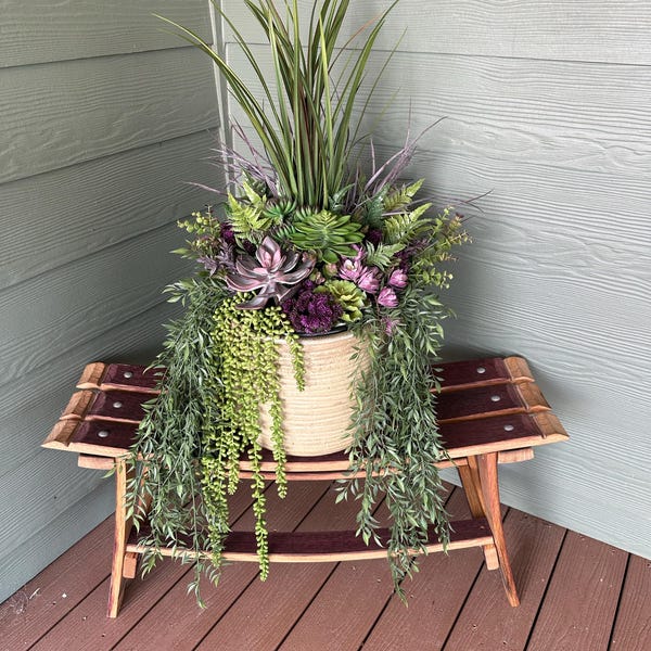 Faux Succulent Planter Drop In, Planters for Porch, Front Door Planters ...