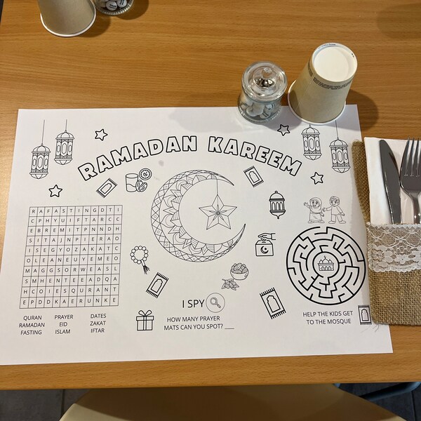 Ramadan Placemat Printable, Ramadan Activity Placemat, Ramadan ...