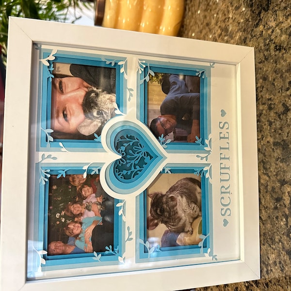 3D Family Gallery Shadow Box, Custom Name, Multi Photo Frame, Family ...