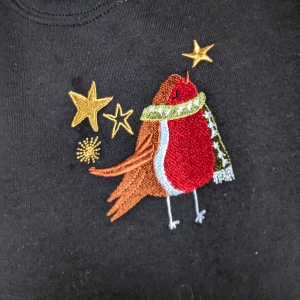 Rufus the Christmas Robin - Embroidered Jumper - Etsy UK