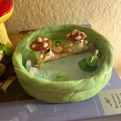 Mushroom Frog Clay Jewelry Dish Cottagecore Fairycore hand Made - Etsy
