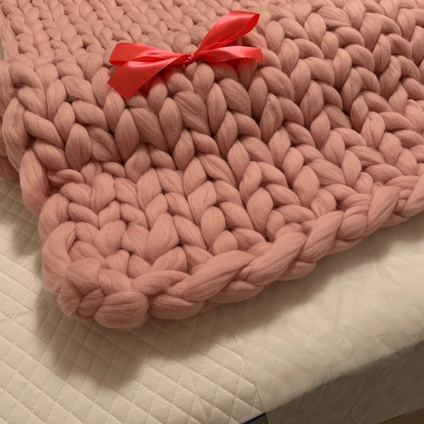 Chunky Knit Blanket, Blanket, Super Chunky Blanket, Giant Knit Blanket ...