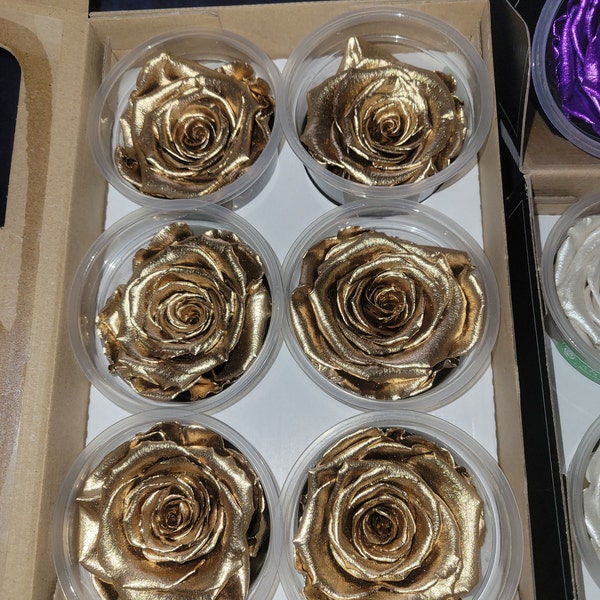 XL Size Single Preserved Rose, Metallic Preserved Rose, Gold Rose ...