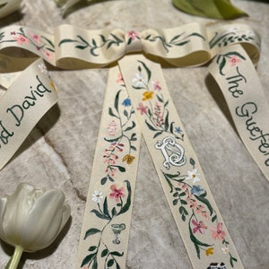 Custom Painted Bouquet Bow Ribbon - Etsy