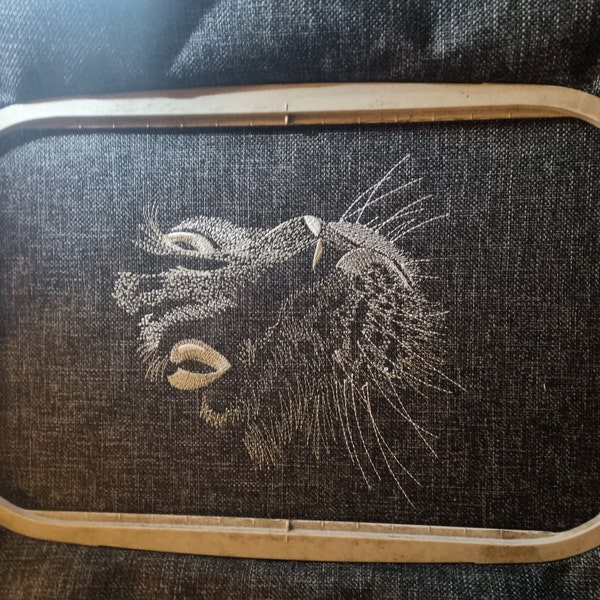 Cute Tabby Cat on a BLACK Background Machine Embroidery Design - Cute ...