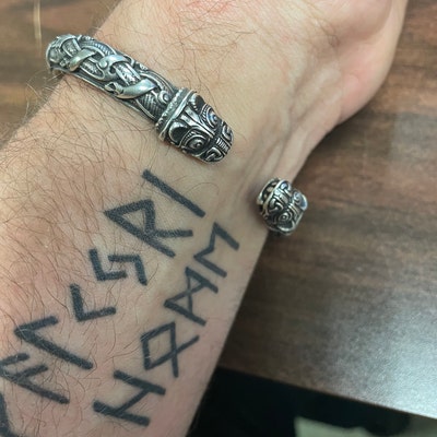 Viking Bracelet Jellinge Style With Dragon's Head Scandinavian Arm Ring ...