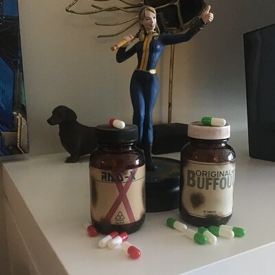 Fallout 4 Inspired Unofficial Weathered Buffout Glass Bottle Container ...