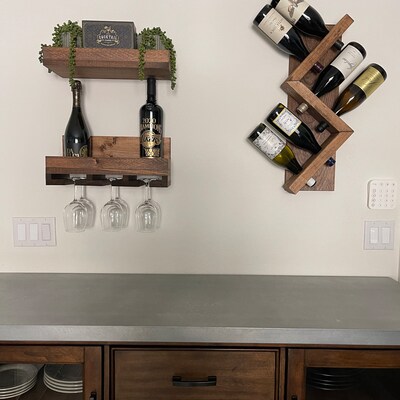 Zig Zag Wine Rack the Ziggy Zag Z Geometric Rustic Wood Wall Mounted ...