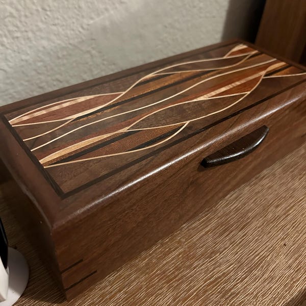 Solid Brazilian Garapa Wood, Wooden Box With Hinged Lid, Unique Wood ...