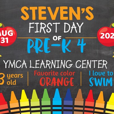 Editable First Day of School Sign, Personalized School Sign, Printable ...