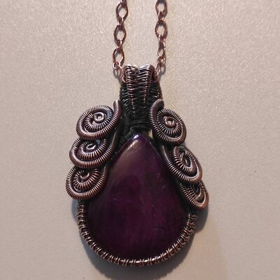 Red Flash Labradorite Gemstone Pendant Copper Wire Wrapped Pendant ...