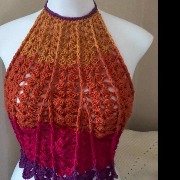 Crochet Fern Crop Top Pattern – Halter Bralette, Shell Lace (PDF ...
