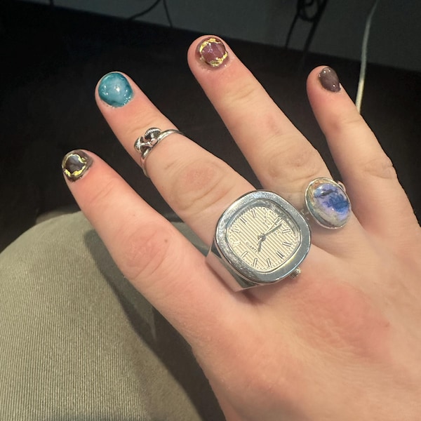 Vintage Punk Finger Watch Set-watch Ring for Men Women-mini Elastic ...