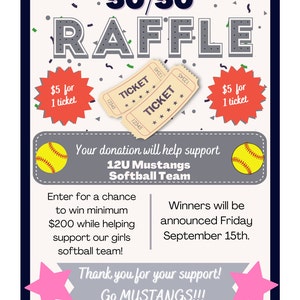 Raffle Ticket Template Editable Raffle Tickettemplate Sports Fundraiser ...