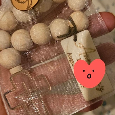Christening Guest Favors, Personalized Mini Wooden Rosary Favor Baptism ...