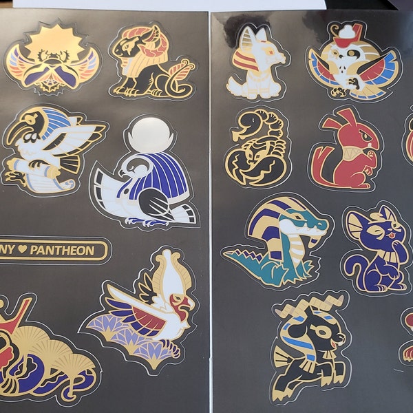 TINY PANTHEON Pin Art Sticker Sheets. Metallic Vinyl Egyptian Mythology ...