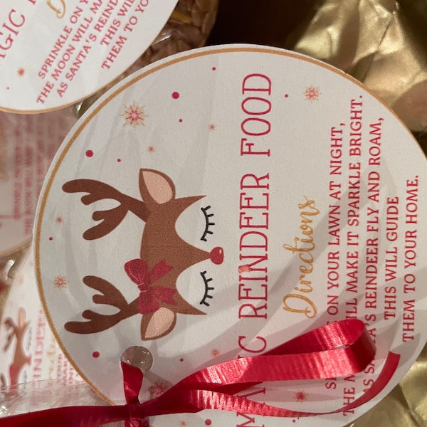 Magic Reindeer Food Tags Printable Birthday Party Game Kids Christmas ...