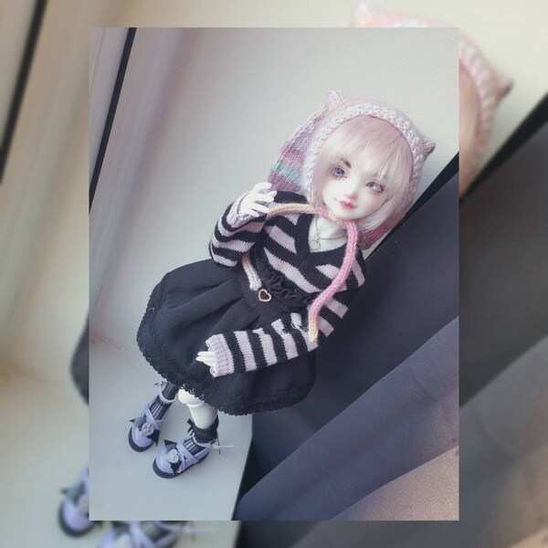 17cm Bjd Head Long Unicorn Mix, Violet Gray No Bangs Handmade Hand Dyed ...